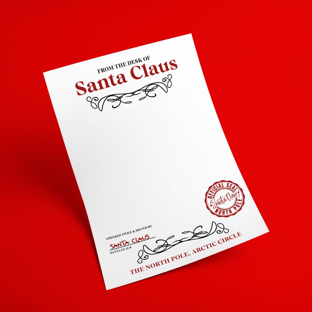 Printable Letter From Santa PDF and Jpeg, US & EU Sizes - Etsy