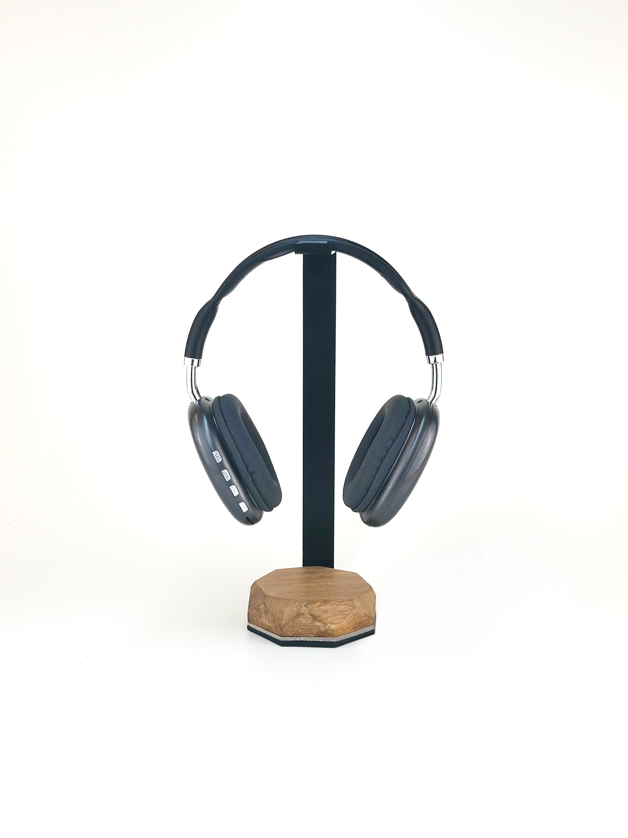 Oak Wood Prismatic Headphone Holder Engraved Headset Stand for Gamer ...