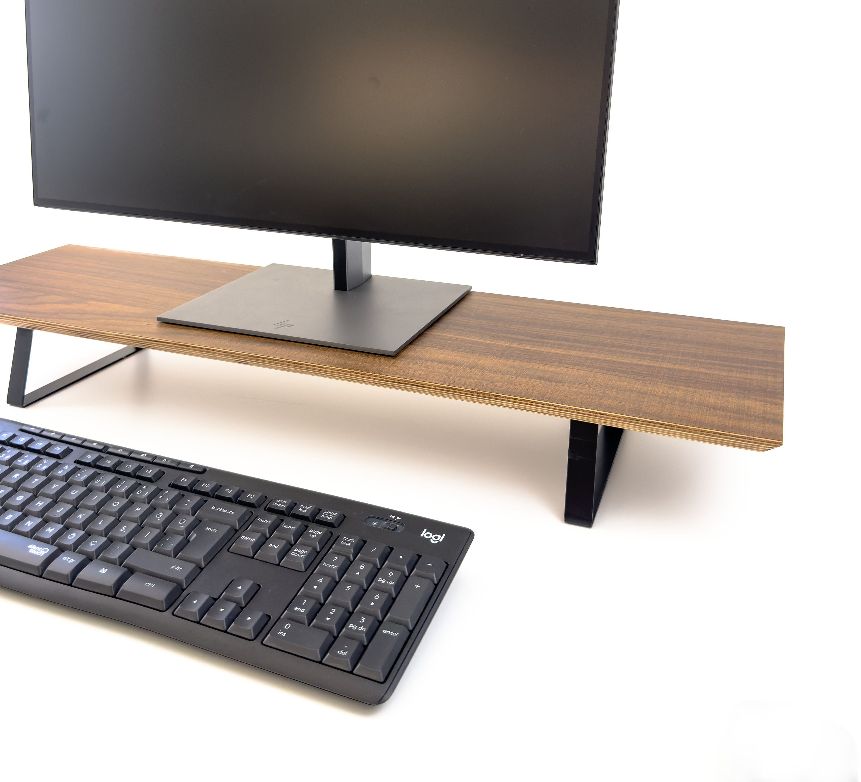 Oak Dual Monitor Stand Monitor Shelf Home Office Monitor Riser With ...