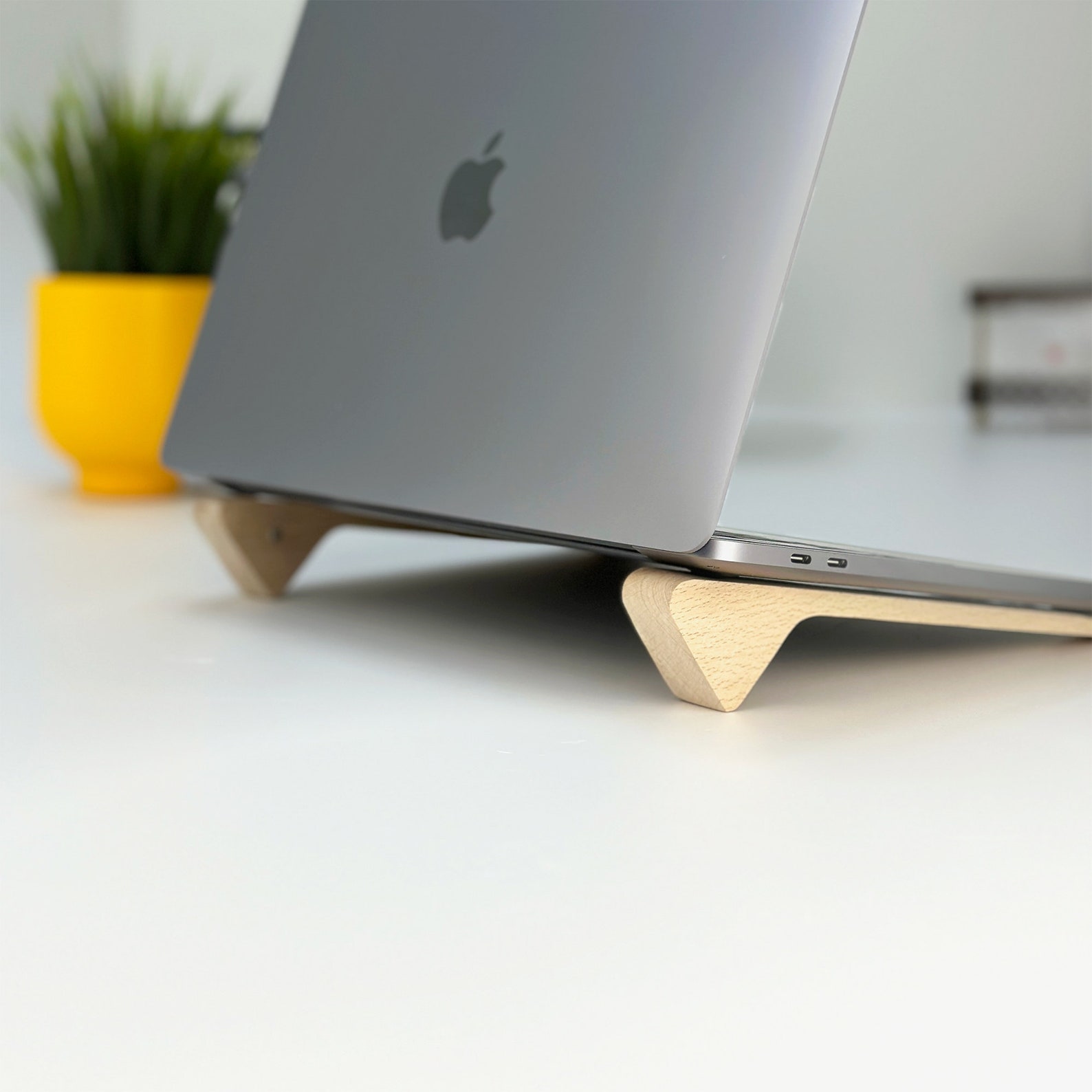 Personalized Wood Laptop Riser Beech Laptop Riser MacBook Laptop Holder ...