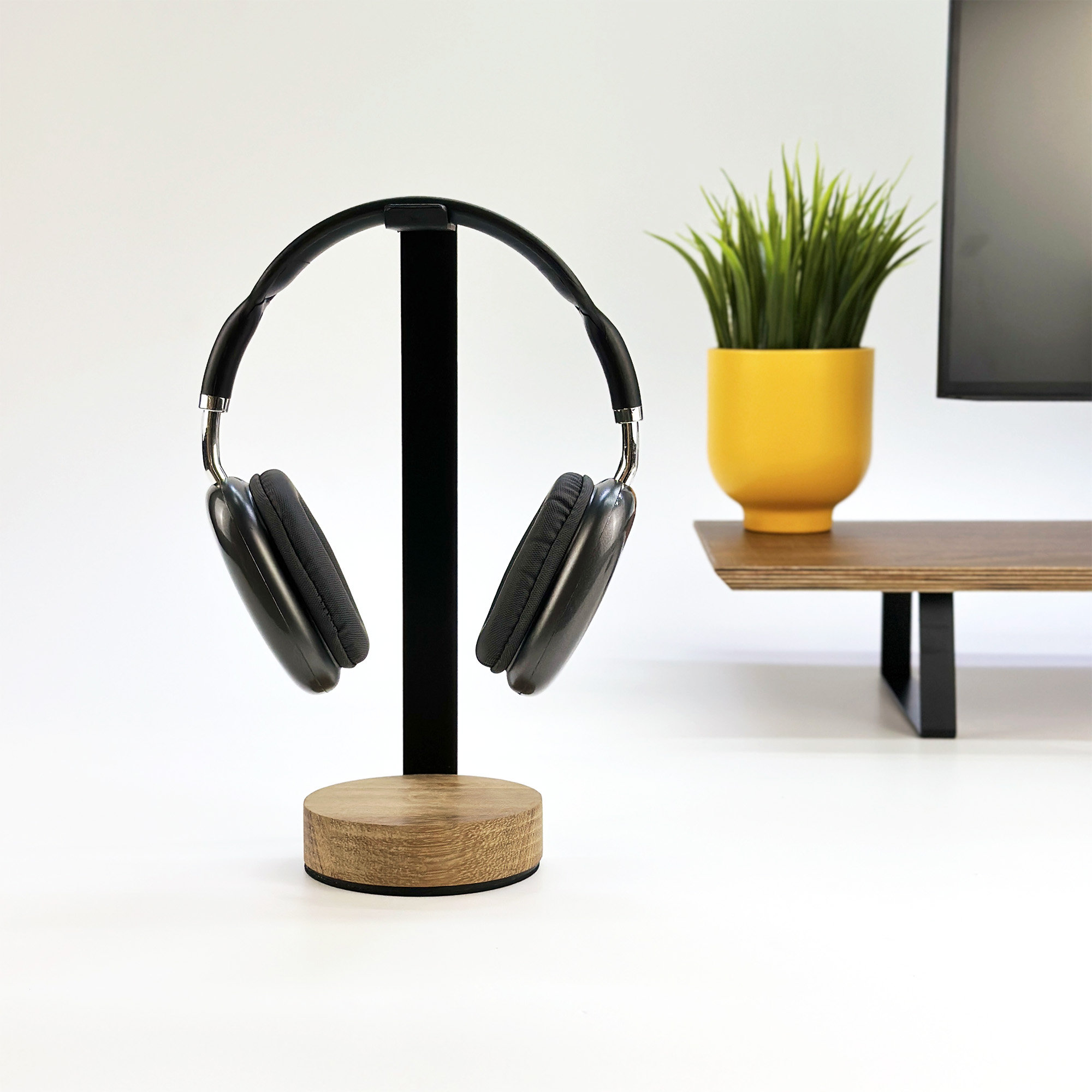 Lazer Engraved Oval Headphone Stand Wood Gaming Headset Stand Headphone ...