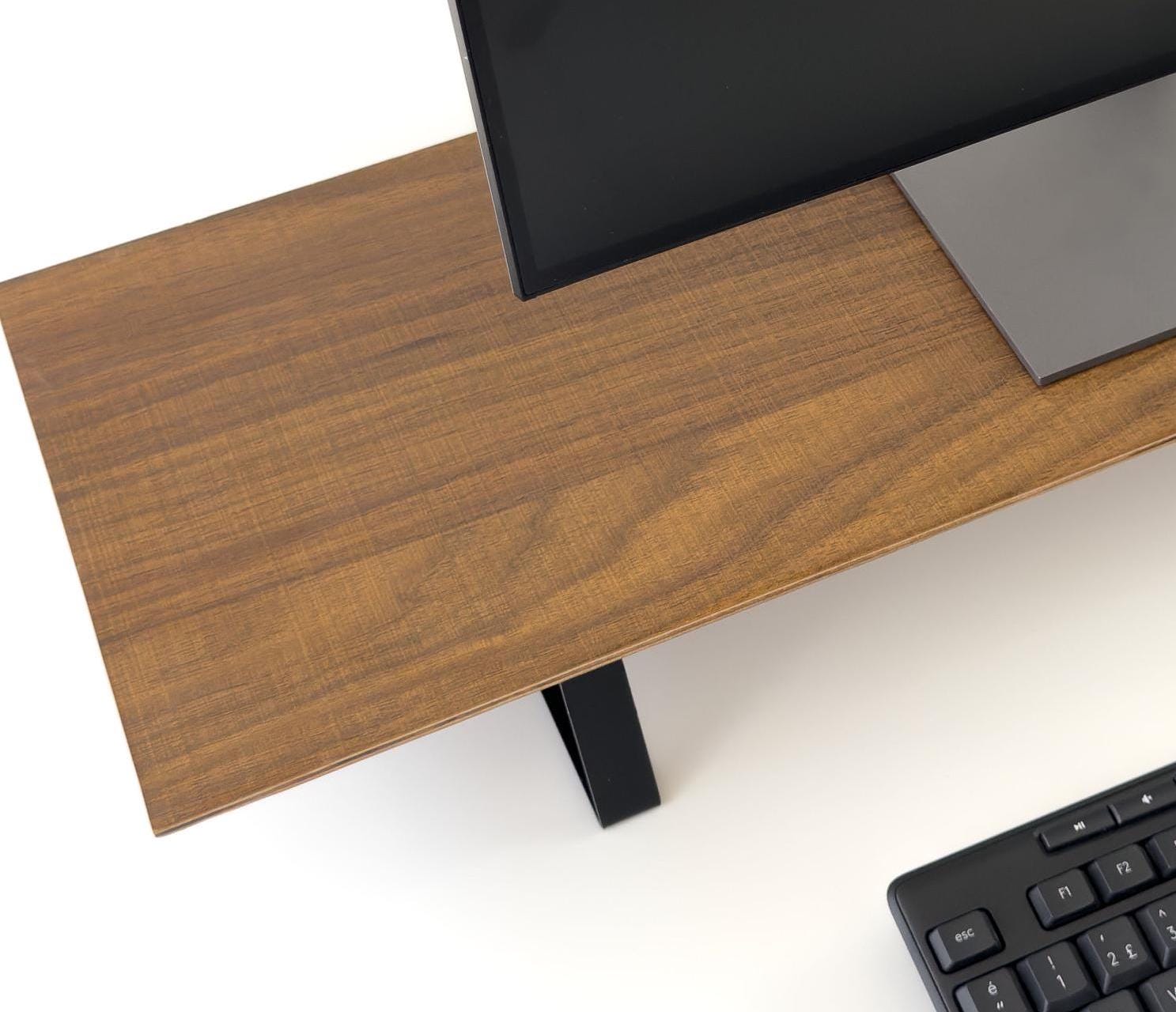 Oak Dual Monitor Stand Monitor Shelf Home Office Monitor Riser With ...