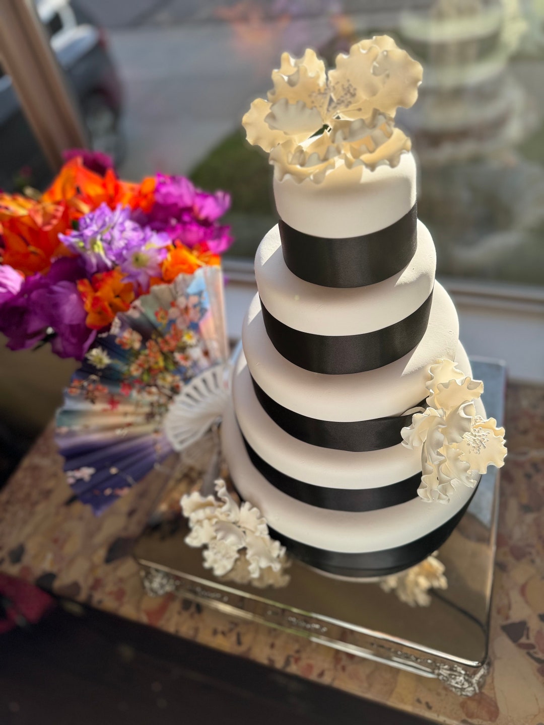 Five Tier Faux Wedding Cake Black and White - 20 Inches Tall! - Etsy
