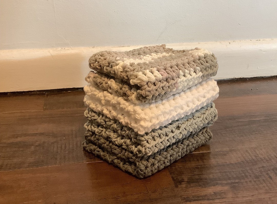 Crochet Dishcloth, Crochet Washcloth, Handmade Wash Rag Cloth, Set of 4 ...