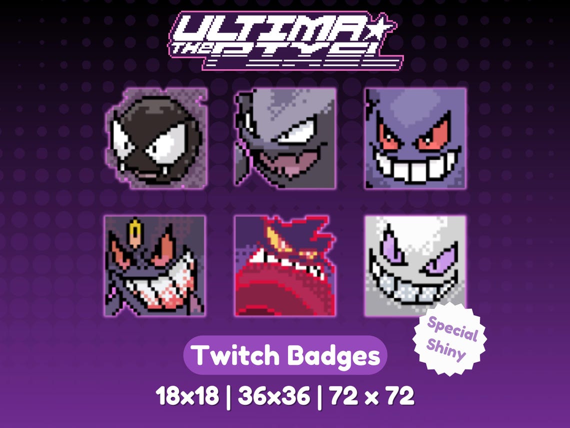 Gengar Twitch Badges Pokemon Ghost Stream Emote Twitch Youtube Discord ...