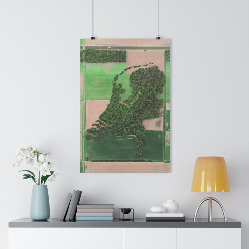 Paper Poster: Dutch Landscape Shape Map Stunning Aerial View of ...