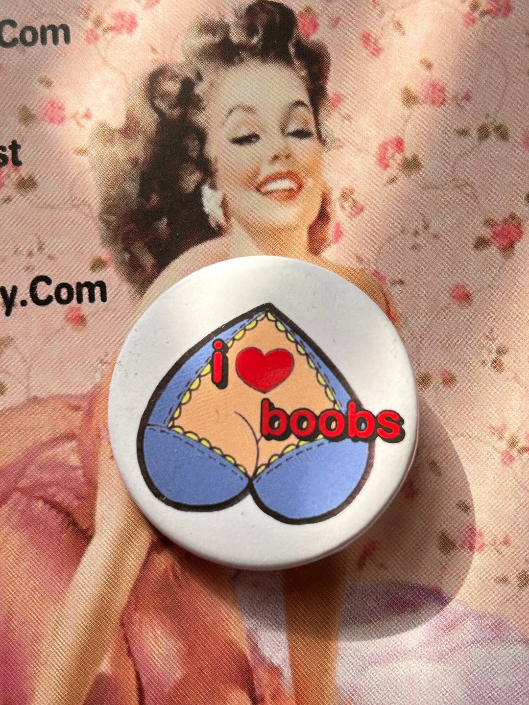 I Love Boobs Pinback Button Etsy