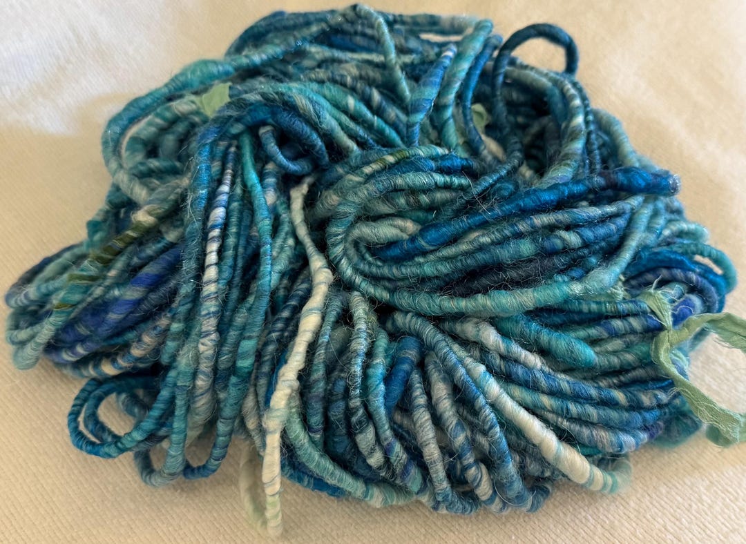 Hand Spun Core Spun Blue Sparkle Bulky Yarn - Etsy