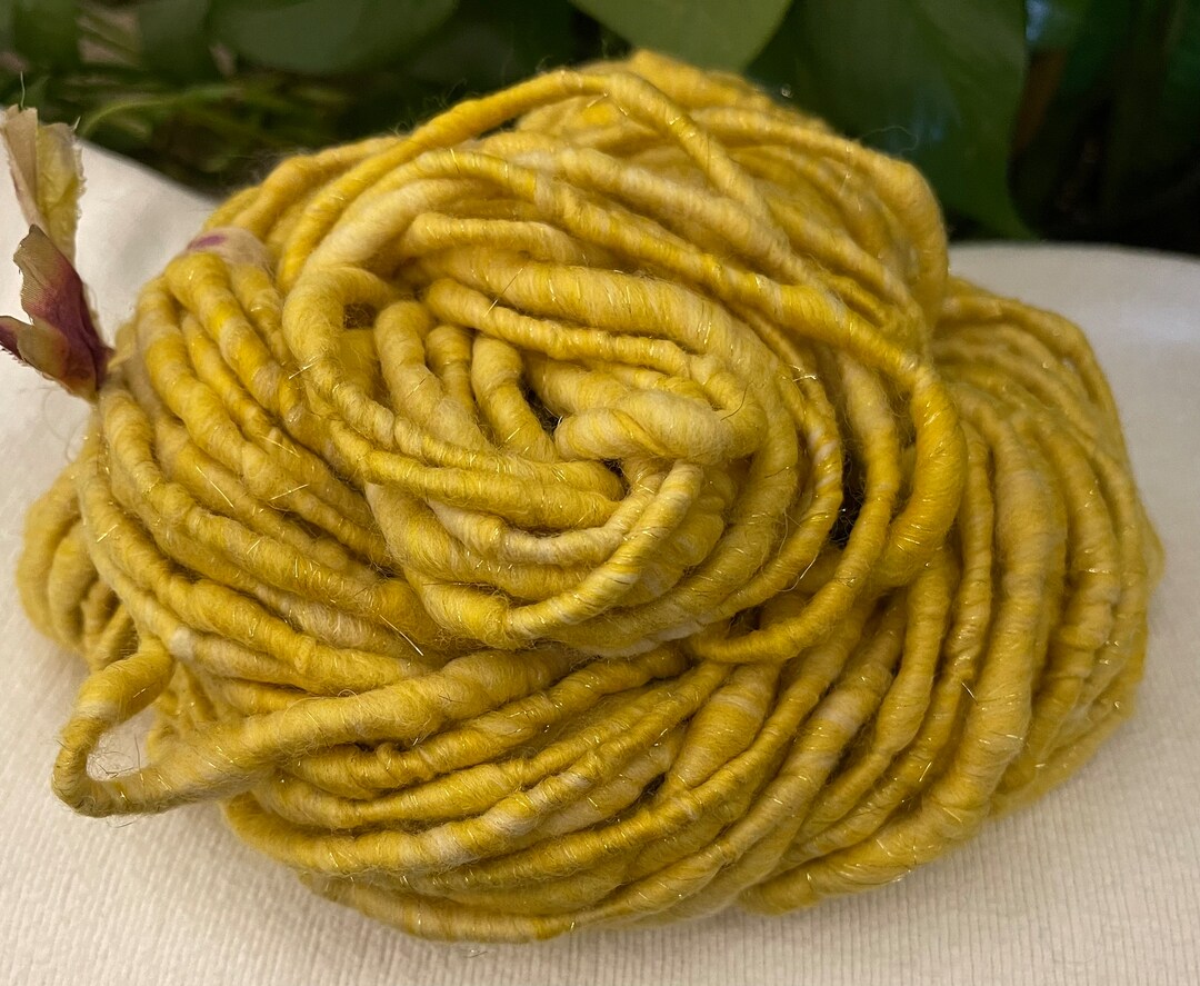 Hand Spun Core Spun Lemon Yellow Sparkle Yarn - Etsy