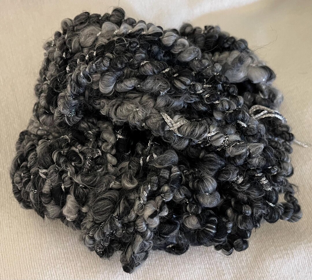 Hand Spun Core Spun Spiral Plyed Black Gray White Art Yarn - Etsy