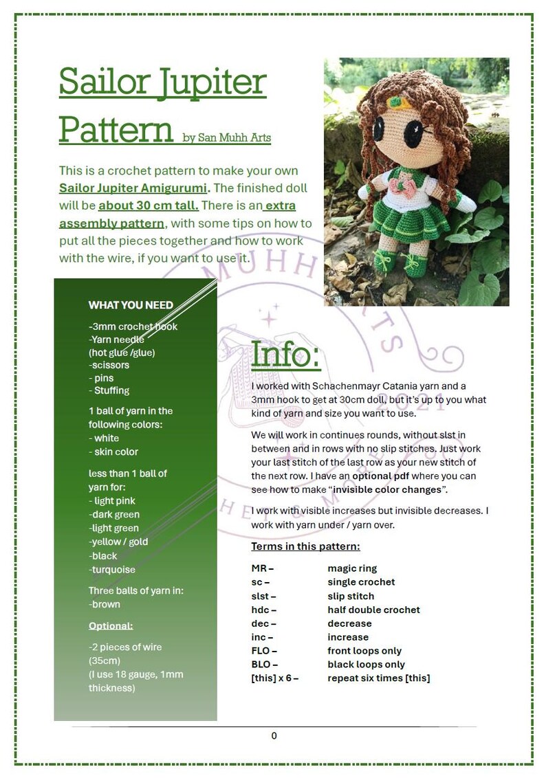 Sailor Guardian Jupiter Crochet Pattern, Sailor Jupiter Amigurumi ...