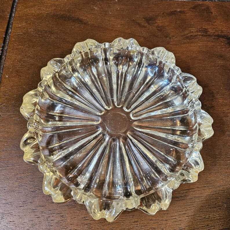 Vintage Hazel Art Deco Light Amber Glass Ashtray 6 Notch With Flaws MCM ...