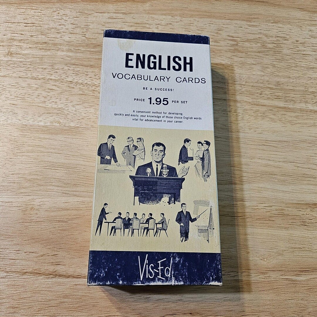 Vintage VIS-ED English Vocabulary Flash Cards 1000 Words MCM 50's ...