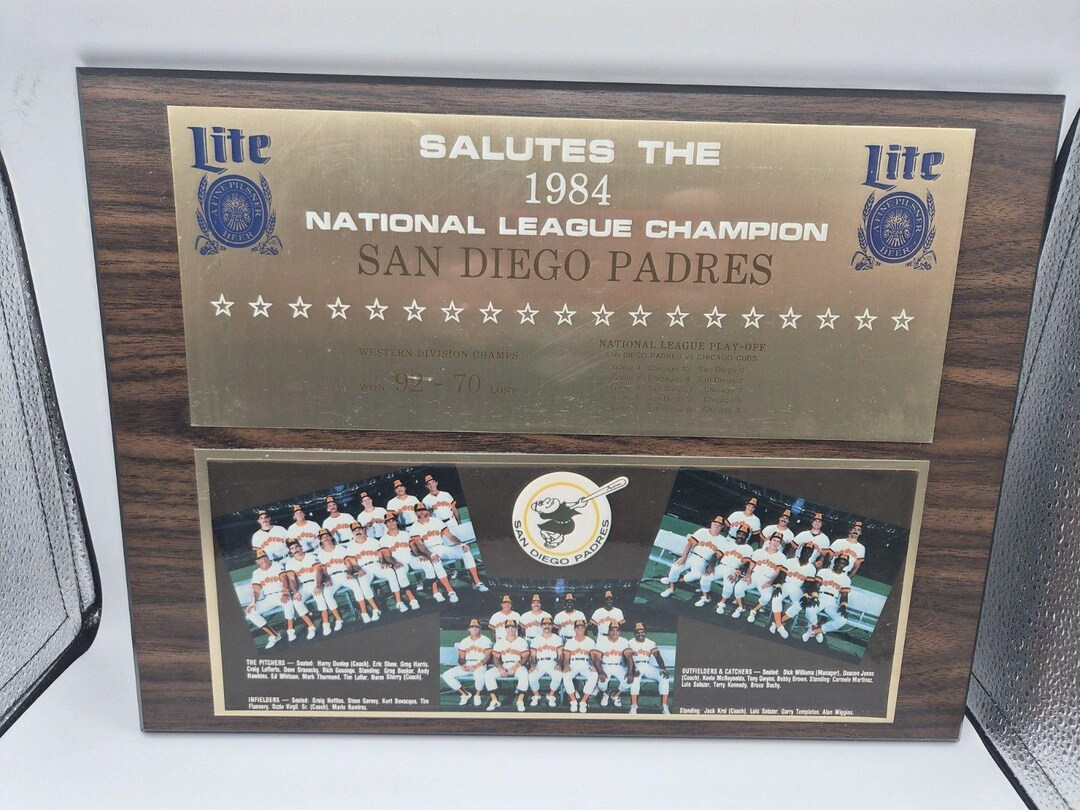 Vintage 1984 San Diego Padres NL Champion Wall Plaque (lost WS to ...