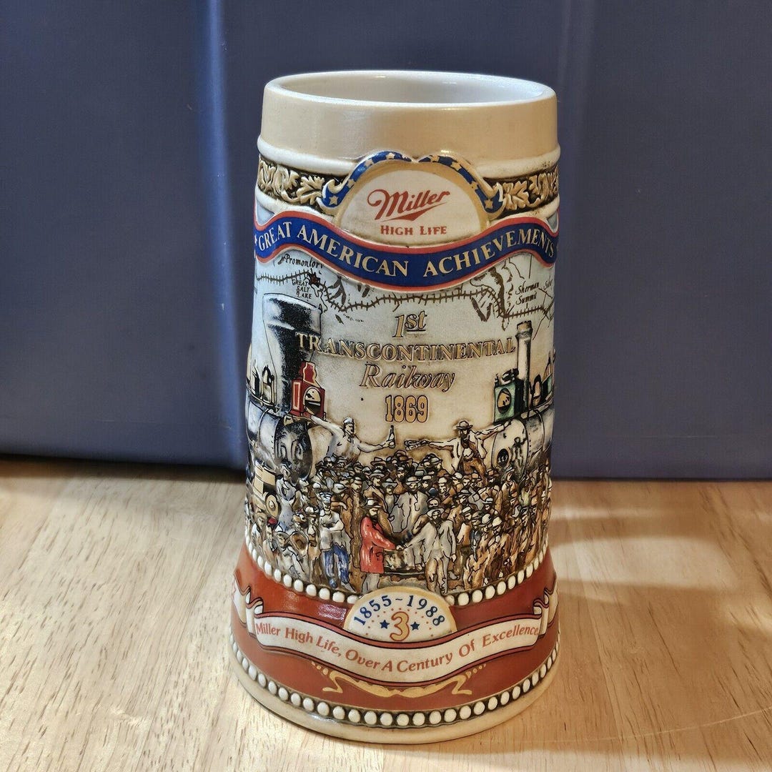 Vintage 1988 Transcontinental Railroad Miller Beer Stein American ...