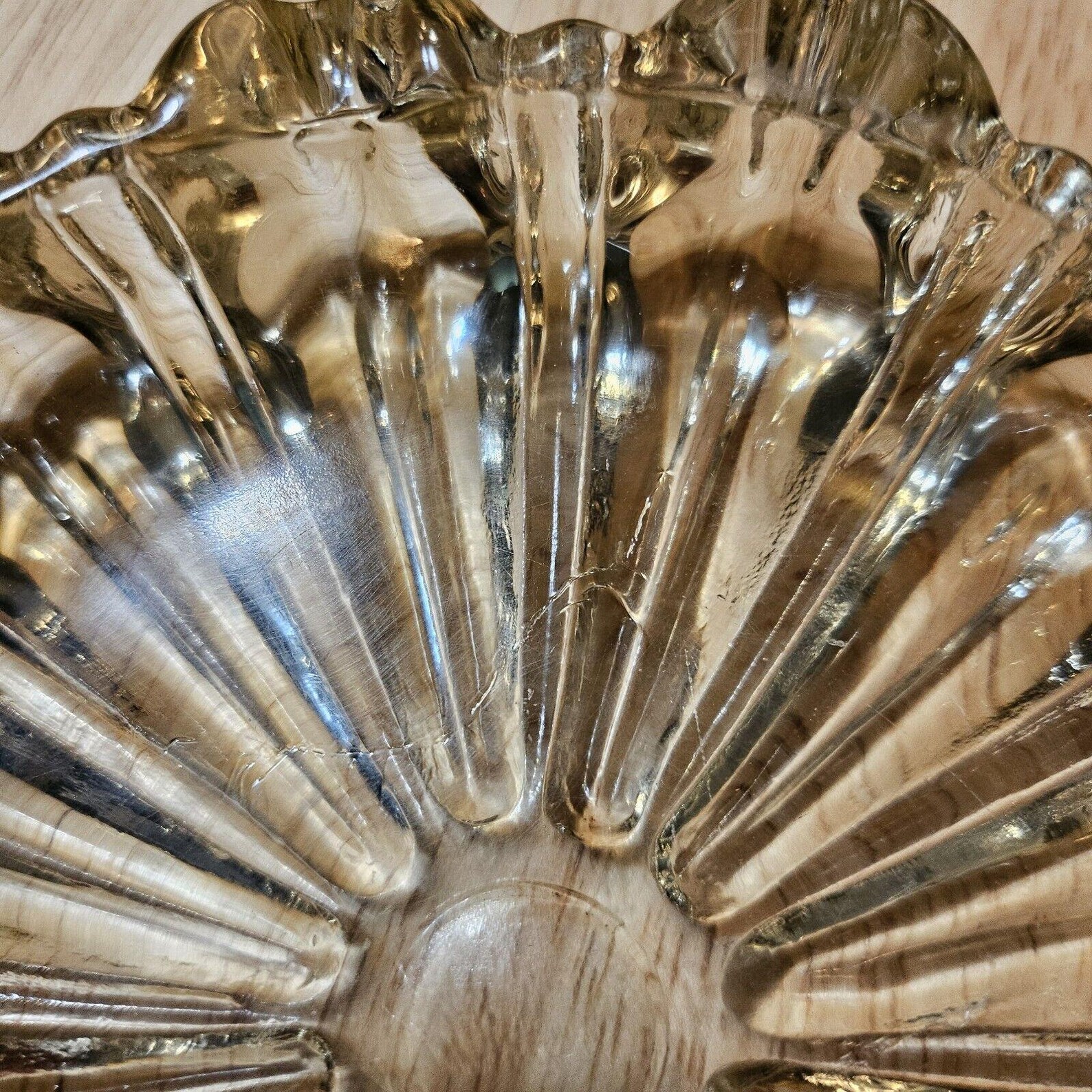 Vintage Hazel Art Deco Light Amber Glass Ashtray 6 Notch With Flaws MCM ...