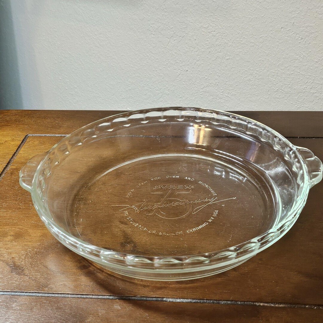 Vintage PYREX 75th Anniversary 10 Deep Dish Pie Glass Plate Clear ...