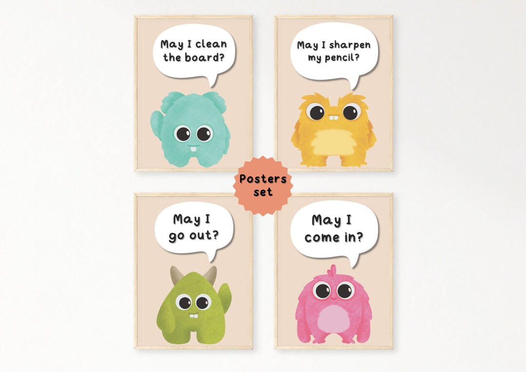 Classroom Manners Poster Set: ESL Decor (digital Download) - Etsy