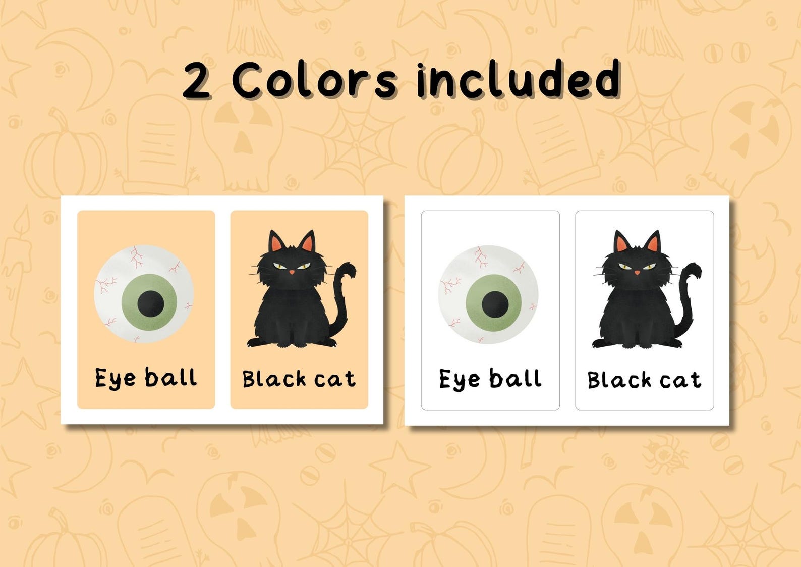 24 Halloween Flashcards, Montessori Printable Halloween Learning Cards ...