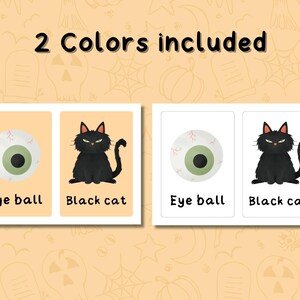 24 Halloween Flashcards, Montessori Printable Halloween Learning Cards ...