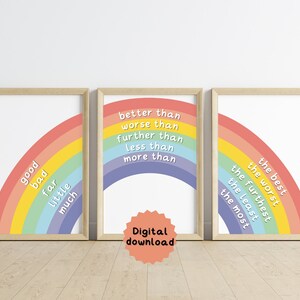 Comparatives and Superlatives Educational Poster, Adjectives, Set of 3 ...