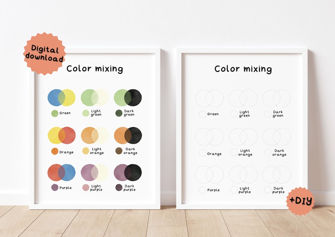 Color Mixing Educational Poster, DIY, Montessori Poster, Color Poster ...
