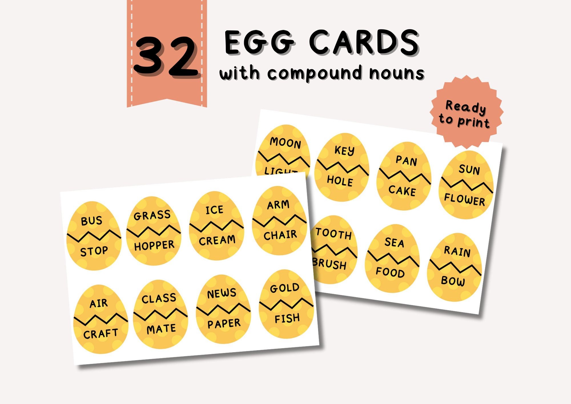 Compound Nouns Matching Game, Eggs, Matching, School Activities ...