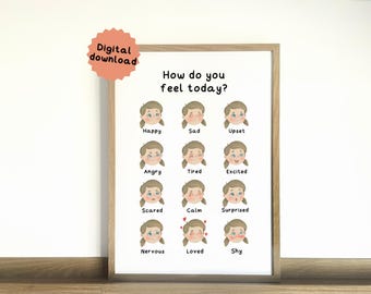 12 Feelings Flashcards, Montessori Materials, Educational Printable ...