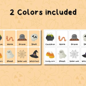 24 Halloween Flashcards, Montessori Printable Halloween Learning Cards ...