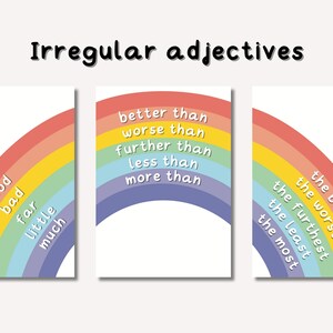 Comparatives and Superlatives Educational Poster, Adjectives, Set of 3 ...