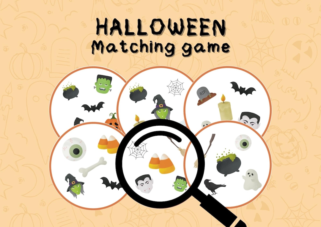 Halloween Matching Game, Halloween Dobble, Spot It Game, Halloween ...