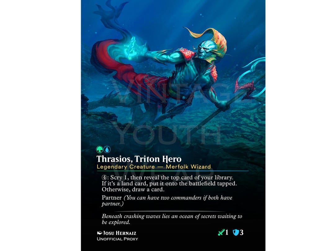 Metal Proxy Card- Thrasios, Triton Hero- Borderless Minimalist - Etsy