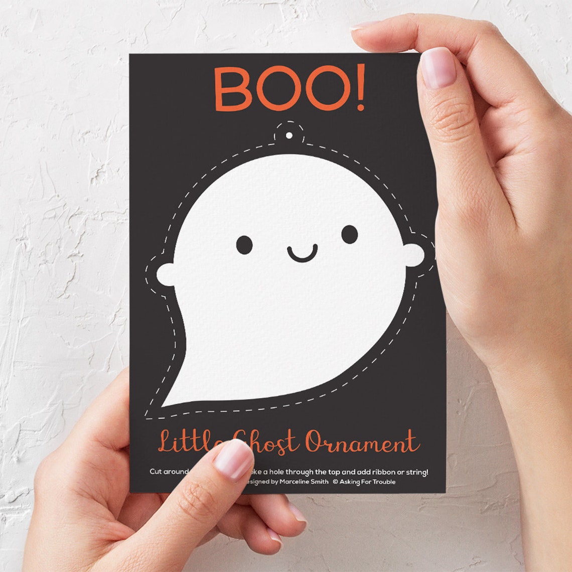 Kawaii Ghost DIY Halloween Ornament Postcard - Etsy