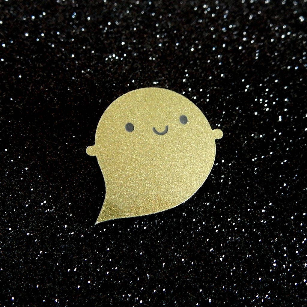 Kawaii Golden Ghost Brooch/pin - Sparkly Glitter - Etsy