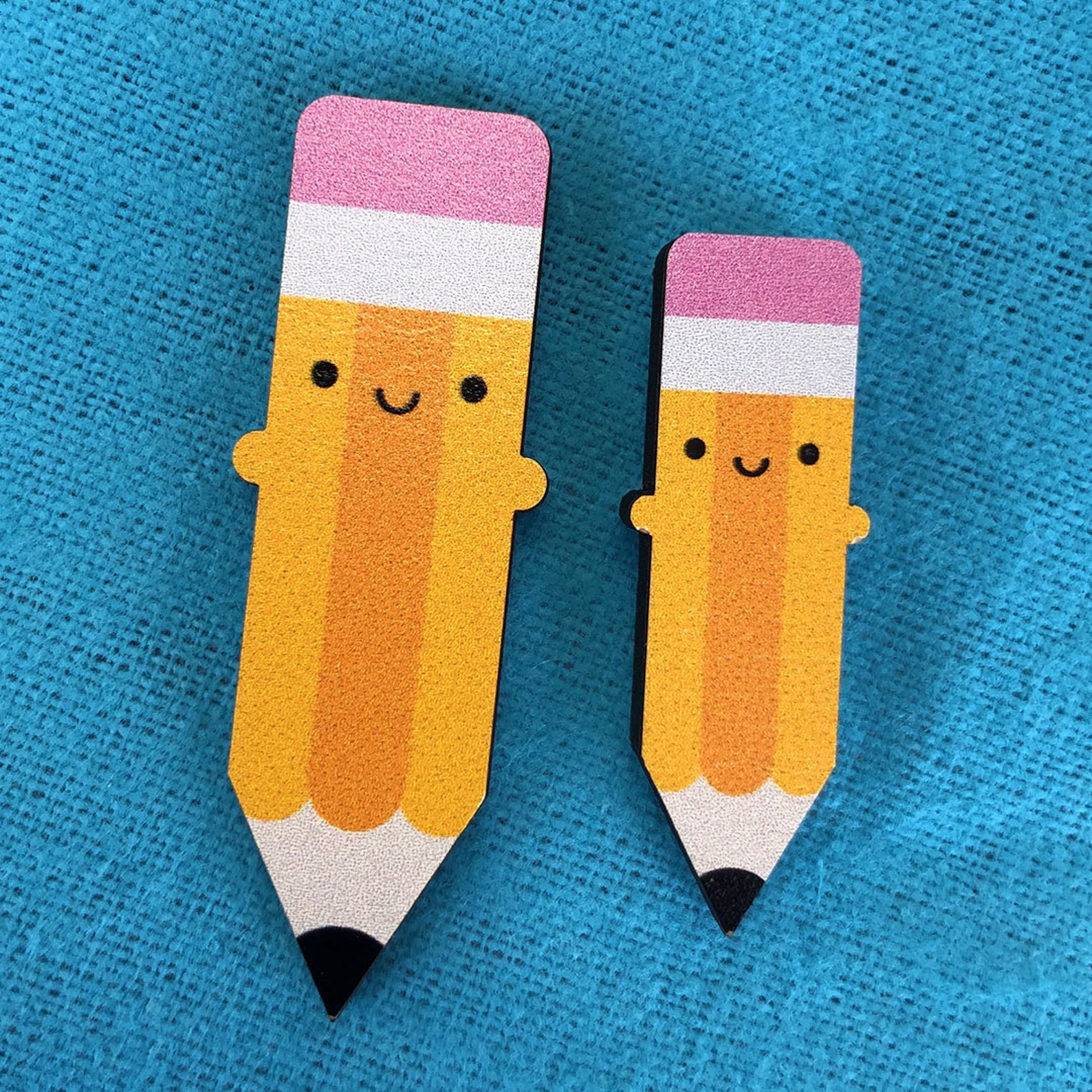 Happy Pencil Kawaii Wooden Pin/brooch - Etsy