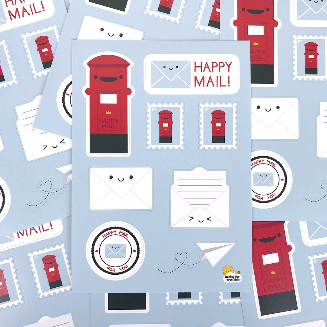 Kawaii Happy Mail Stickers - Etsy