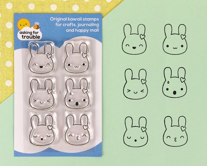 Kawaii Bunny Emotions Stamps Set - Etsy UK