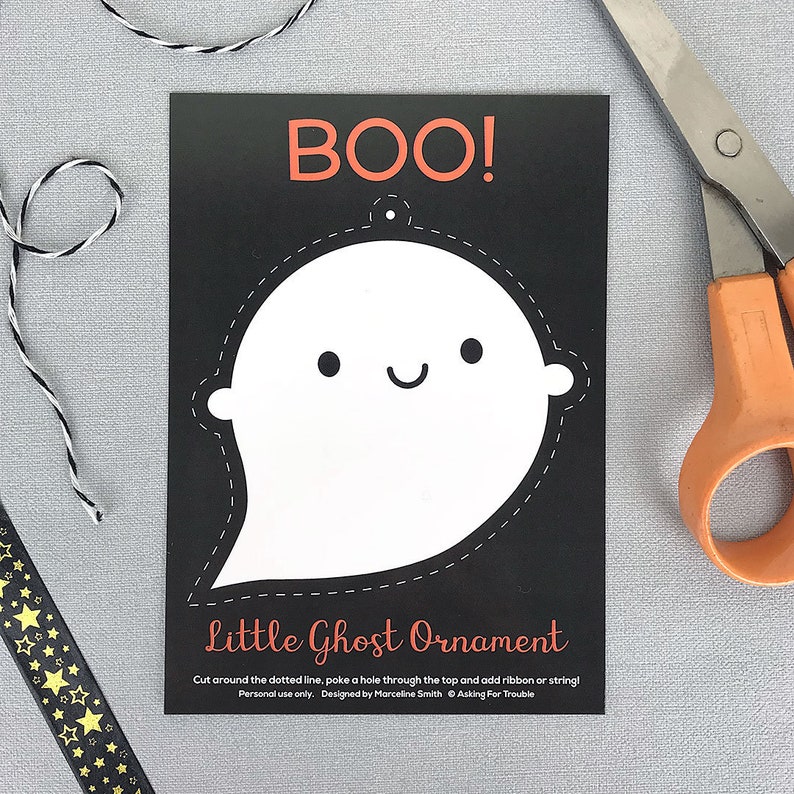 Kawaii Ghost DIY Halloween Ornament Postcard - Etsy