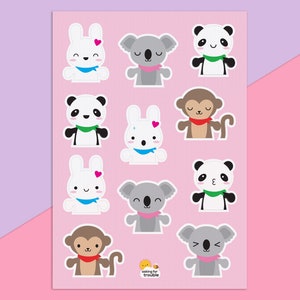 Super Cute Kawaii Animal Stickers - Etsy
