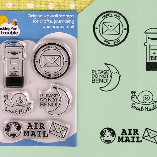 Happy Mail Kawaii Clear Stamps Set | Etsy