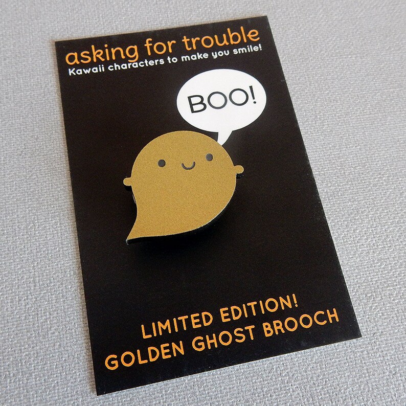 Kawaii Golden Ghost Brooch/pin - Sparkly Glitter - Etsy