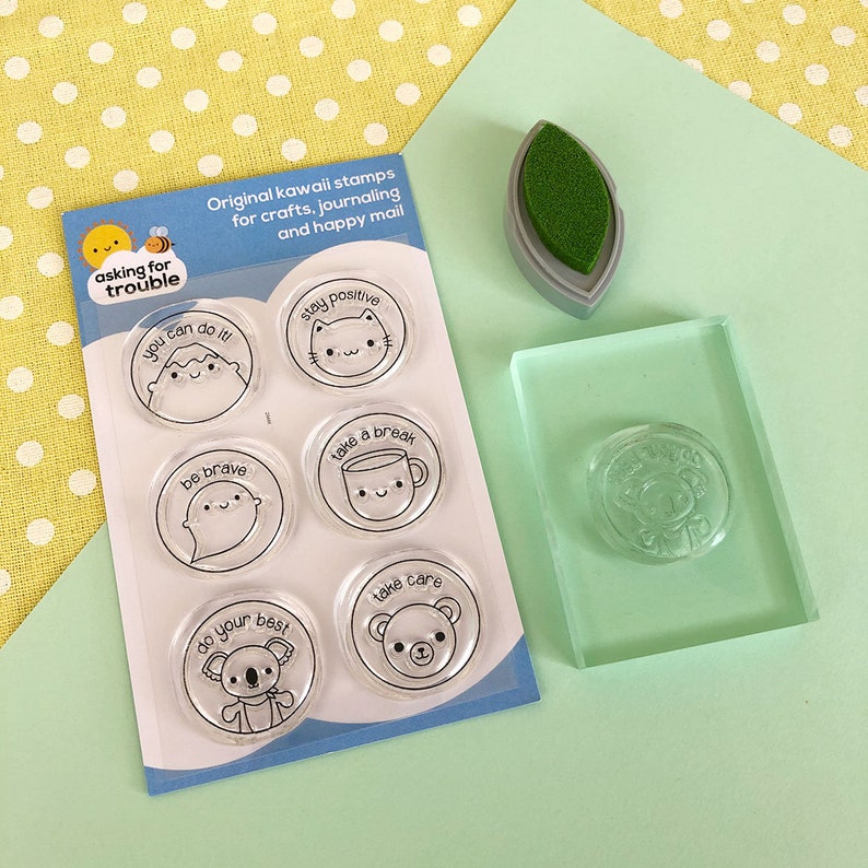 Kawaii Motivation Clear Stamps Set - Etsy