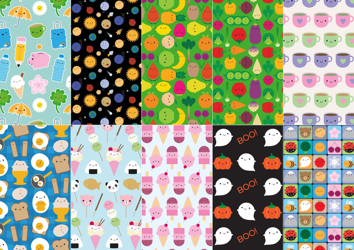 Kawaii Patterns Colouring Pages Digital PDF - Etsy