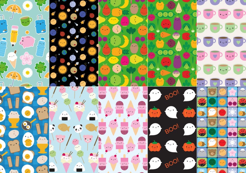 Kawaii Patterns Colouring Pages - Digital PDF - Etsy