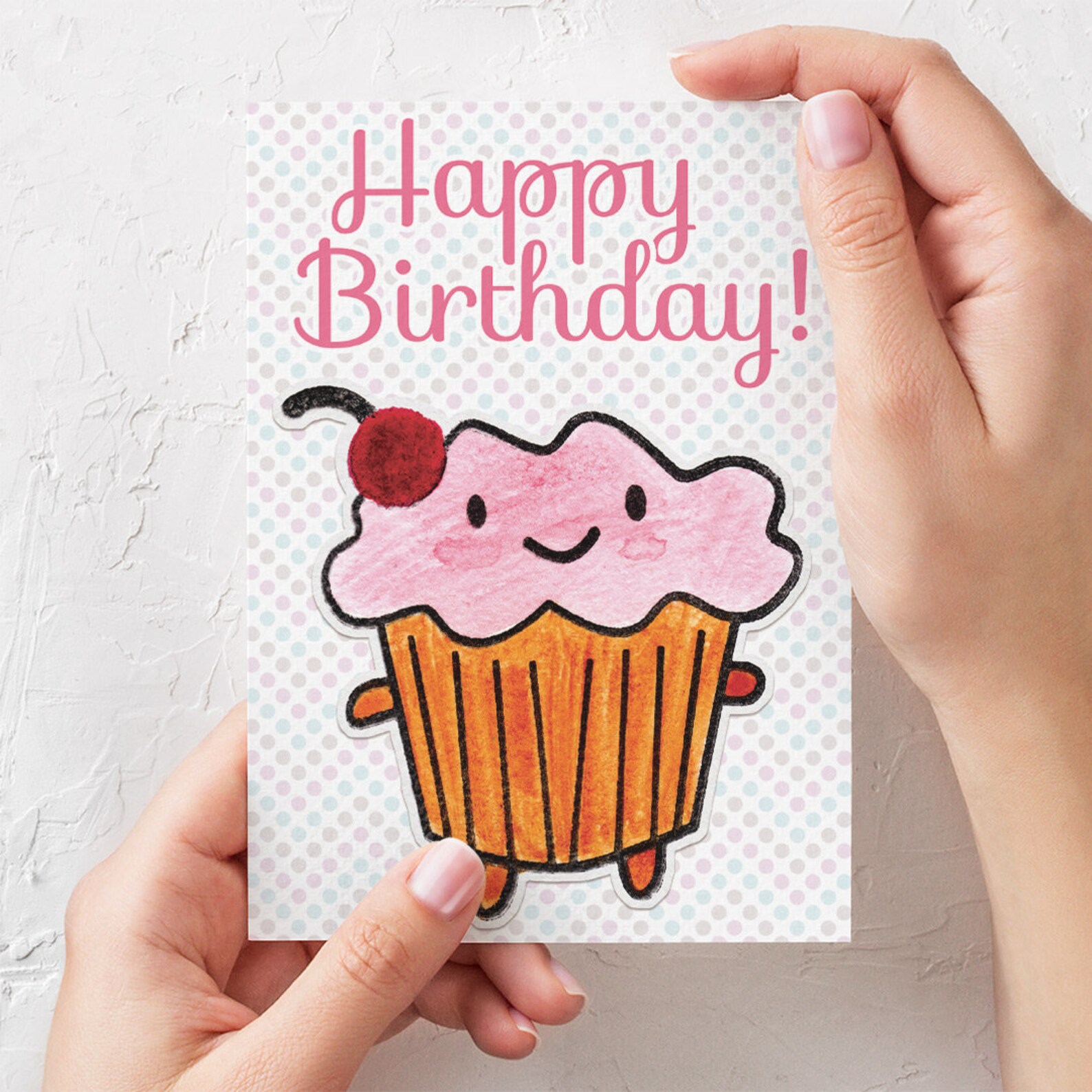 Happy Birthday Cupcake Kawaii Card - Etsy