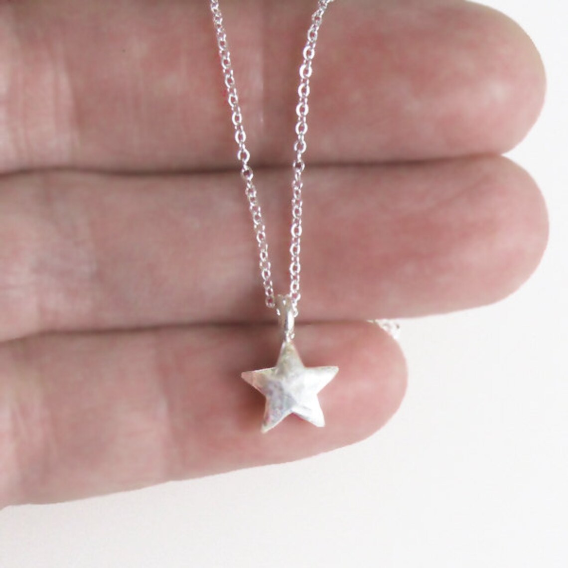 Tiny Silver Star Charm Necklace Sterling Chain Djstrang Boho - Etsy