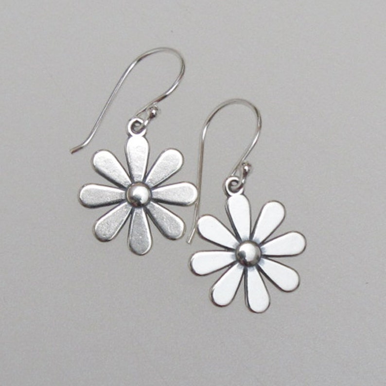 Sterling Silver Daisy Flower Earrings Djstrang Drop Dangle - Etsy
