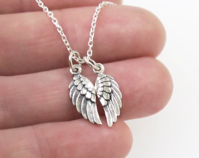 Guardian Angel Bird Wing Necklace Sterling Silver Tiny Charm Djstrang ...