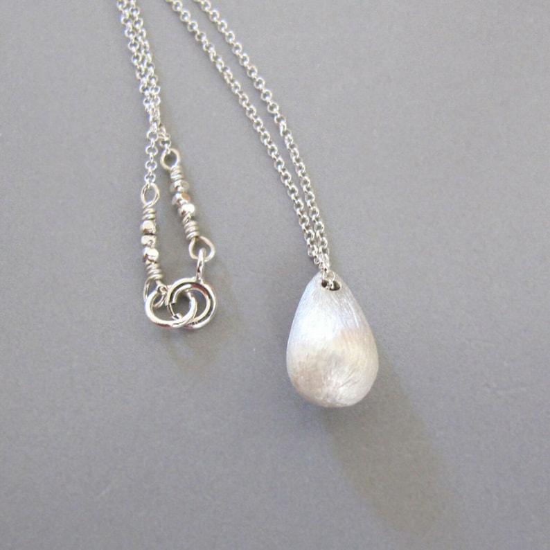 Sterling Silver Necklace Teardrop Pendant Chain Djstrang - Etsy