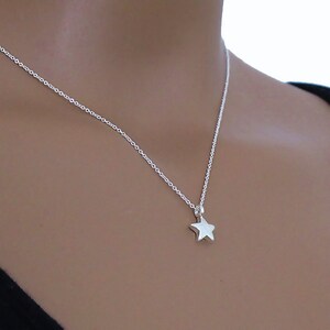 Tiny Silver Star Charm Necklace Sterling Chain Djstrang Boho Minimalist ...